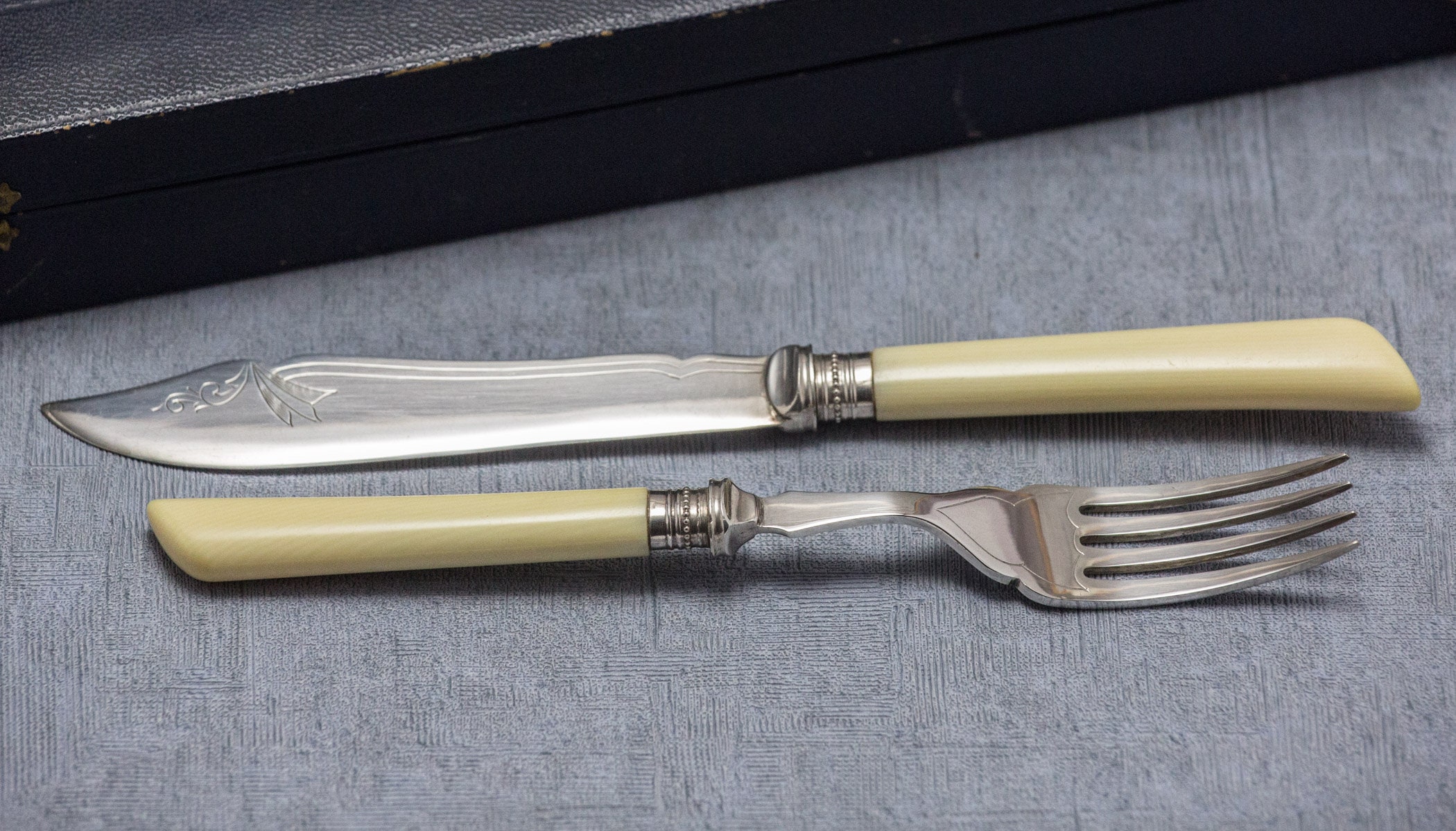 Vintage Art Deco Cutlery Set With Elegant Scrollwork and Faux - Etsy
