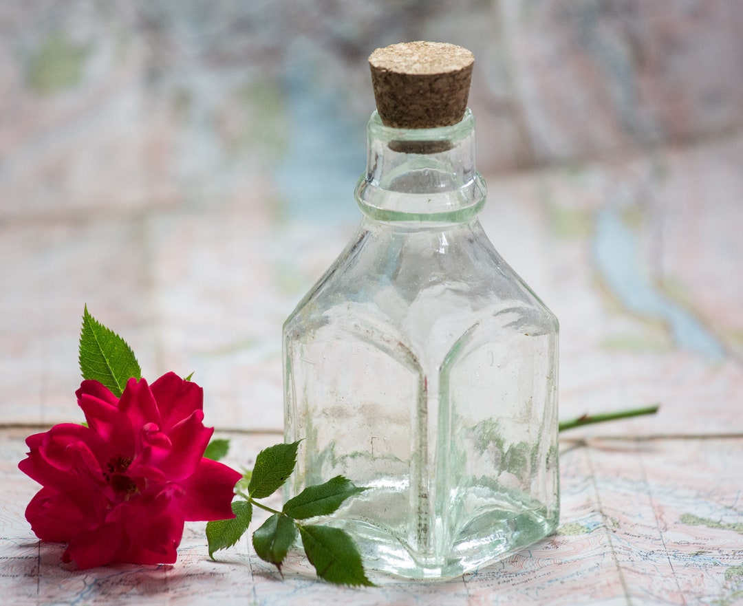 Antique Glass Bottle, Square Design With Unusual Corner Seams - Etsy