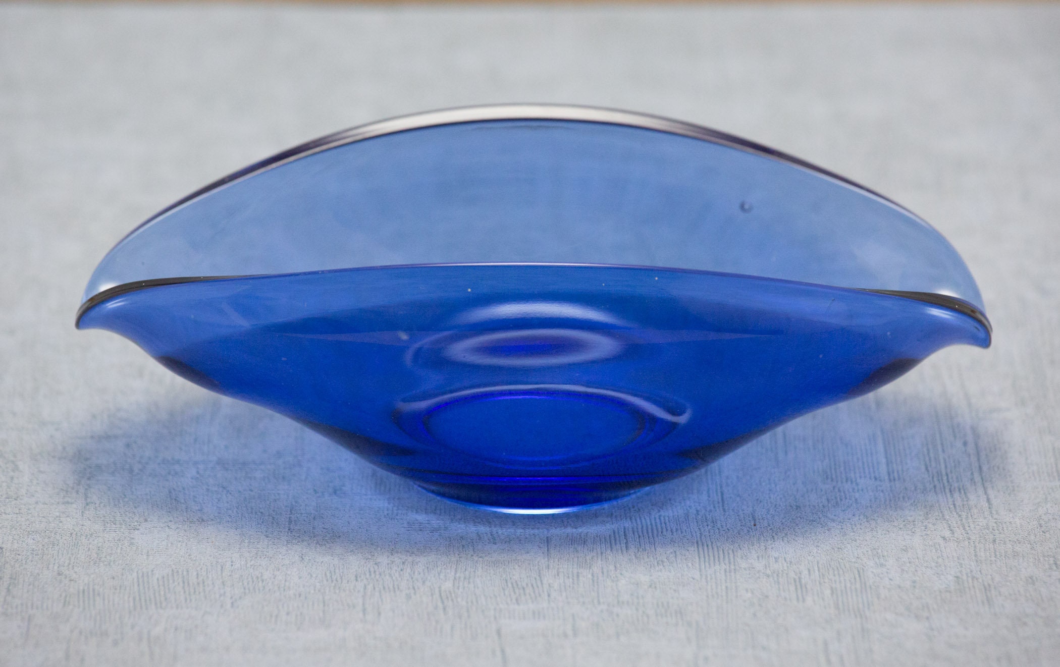 Vintage Sowerby Art Glass, Boat Shape Dish in Cobalt Blue, Circa 1970's ...