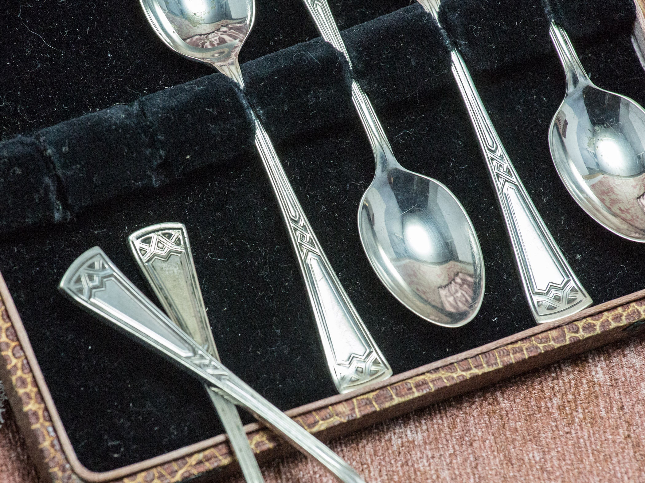 Art Nouveau Design Teaspoon Teaspoon Set in Original Case, Circa Early ...