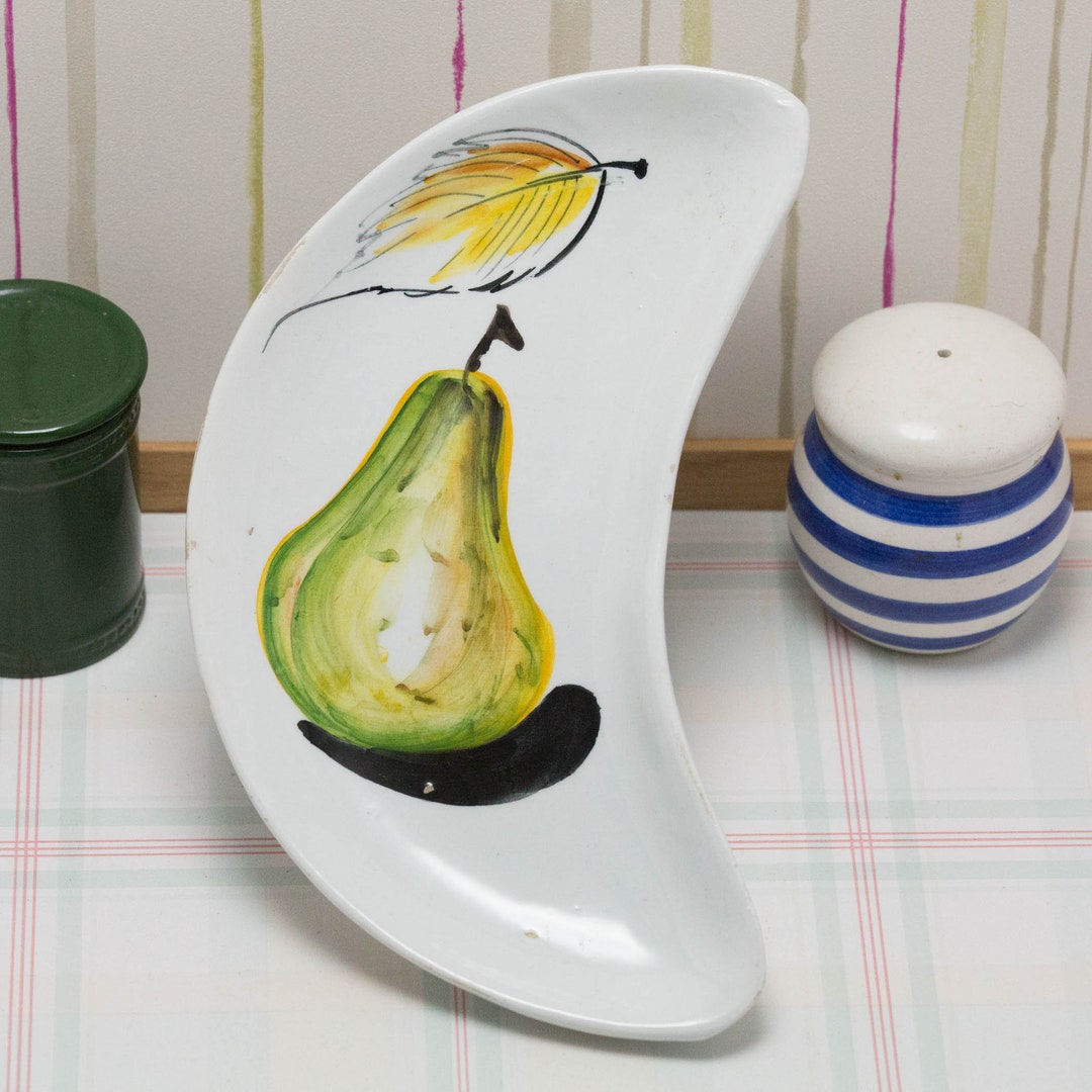 Beautiful Italian Mancioli Pottery Crescent Shaped Plate With Hand ...