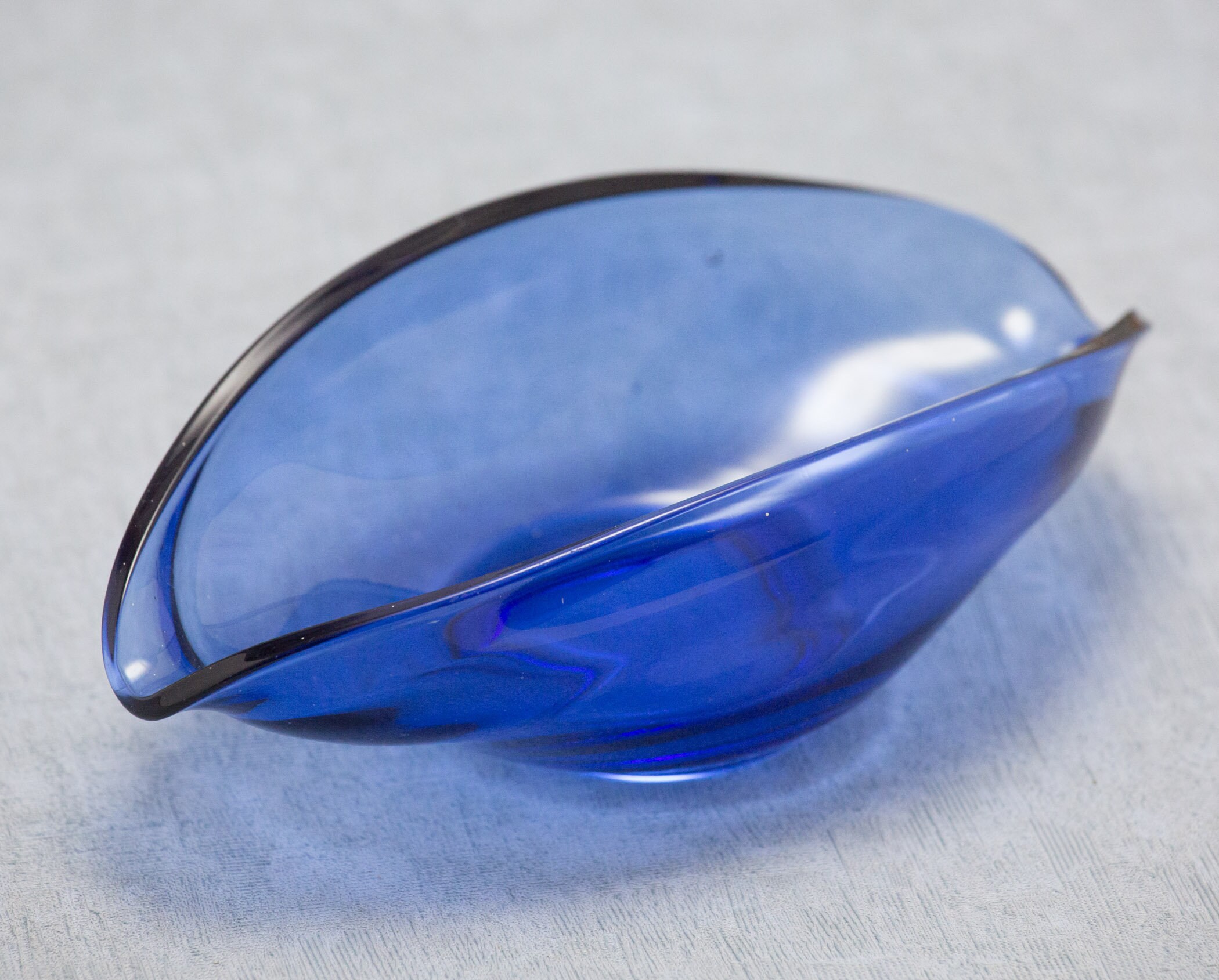 Vintage Sowerby Art Glass, Boat Shape Dish in Cobalt Blue, Circa 1970's ...