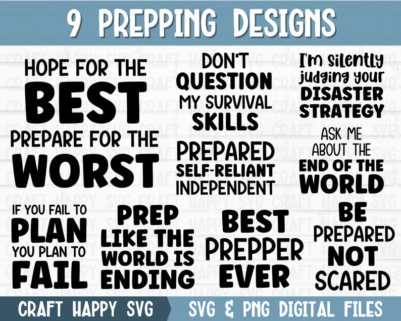 Prepping SVG PNG Bundle Doomsday Prepper Quote Svg Funny - Etsy
