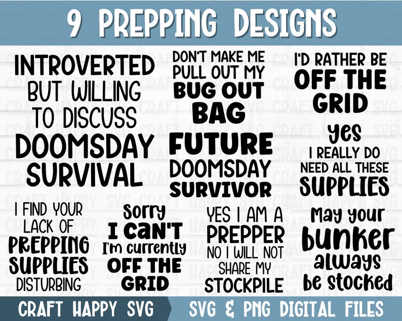 Prepping SVG PNG Bundle Doomsday Prepper Quote Svg Funny - Etsy