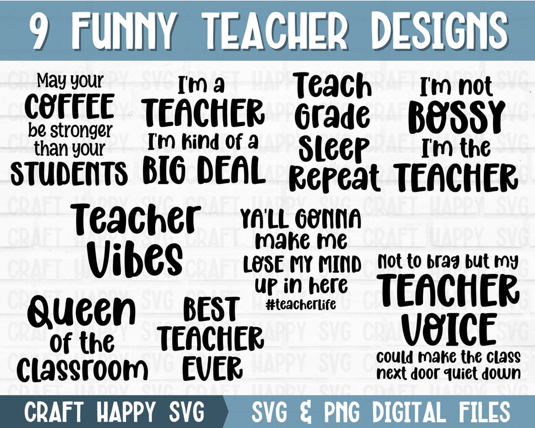 Funny Teacher SVG PNG Bundle | Teaching Quote Humor Svg | Funny Teacher ...
