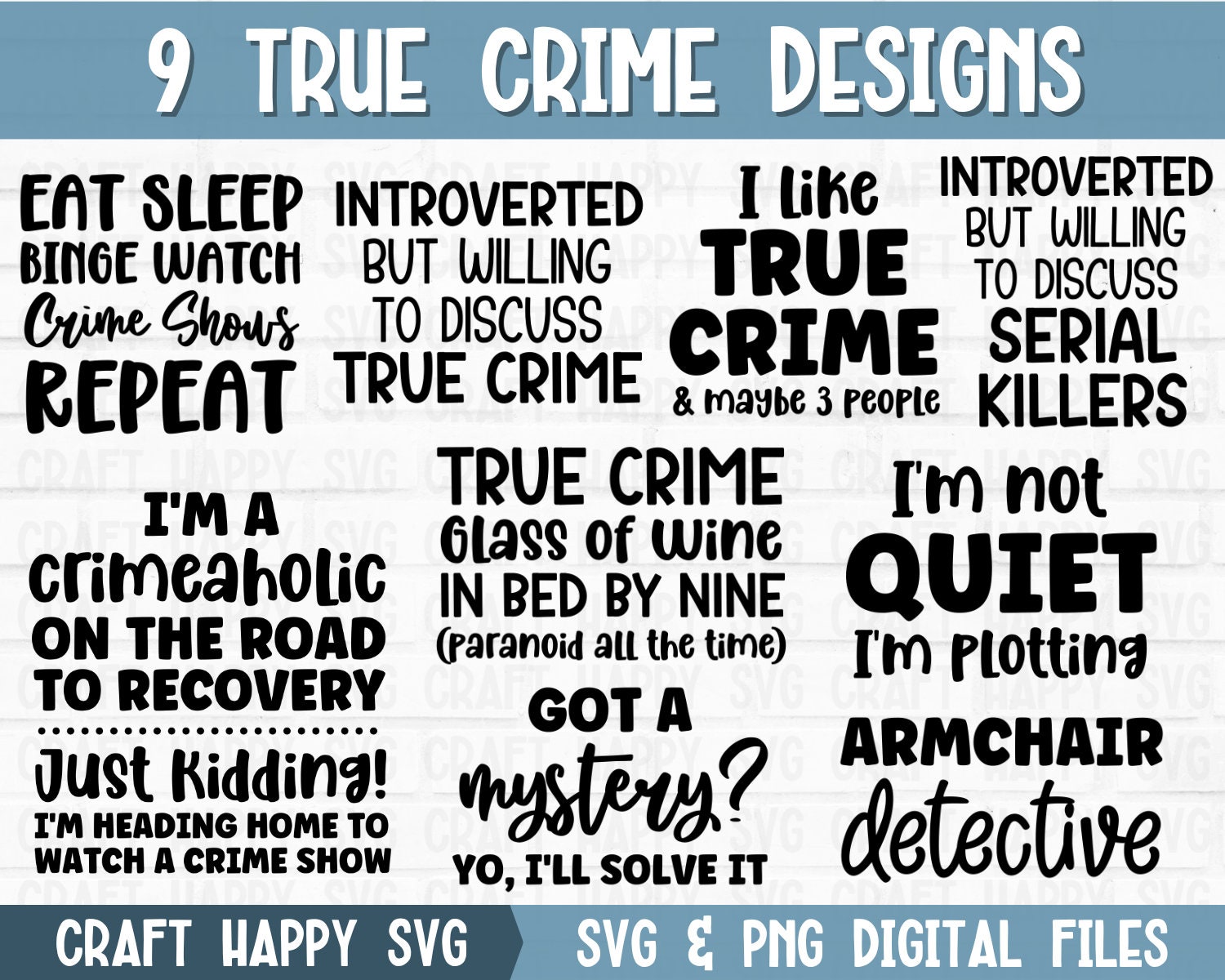 True Crime SVG PNG Bundle Funny True Crime Podcast Quote Svg - Etsy