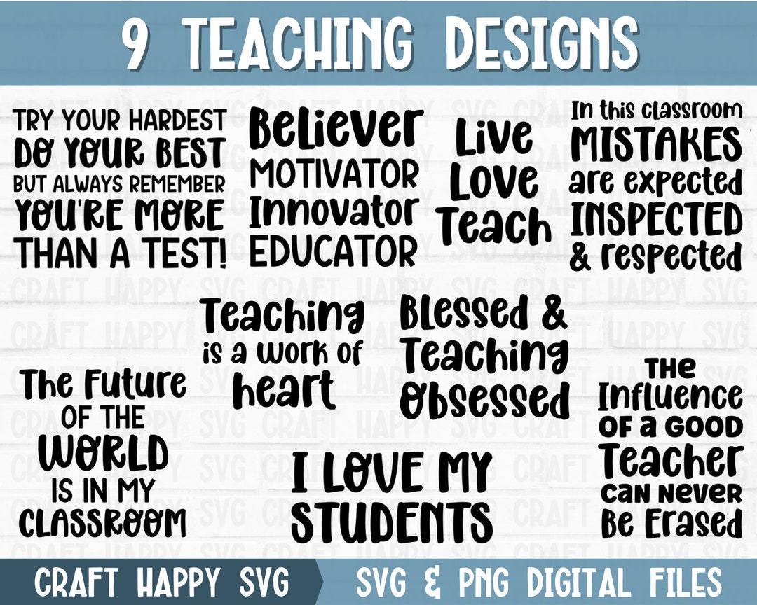 Teaching SVG PNG Bundle Inspirational Teaching Quote Svg - Etsy