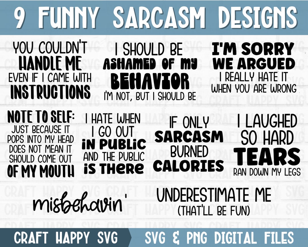 Funny Sarcasm SVG PNG Bundle | Funny Sarcasm Humor Shirt Quote Svg ...