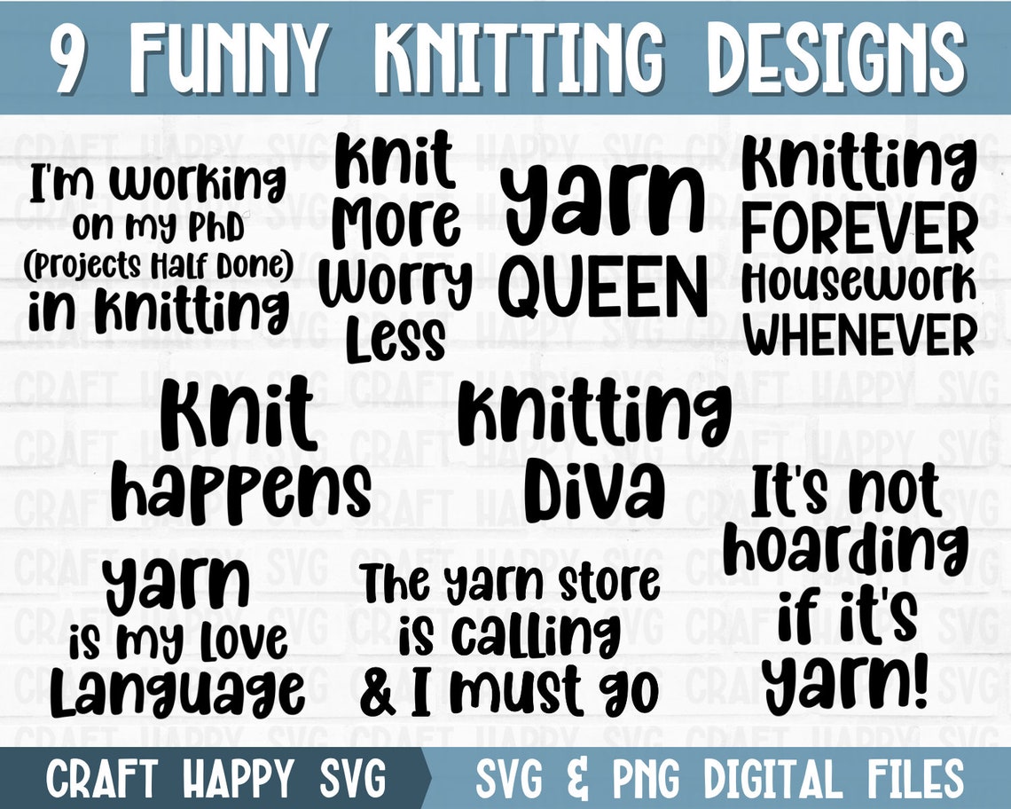 Knitting SVG PNG Bundle | Knitting Shirt Quote Svg | Funny Yarn Lover ...