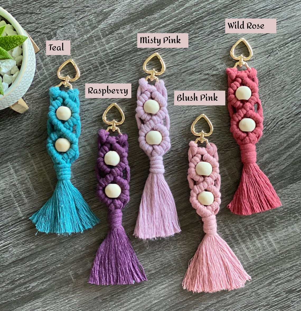 Macrame Keychain Boho Keychain Macrame Accessories Gifts - Etsy
