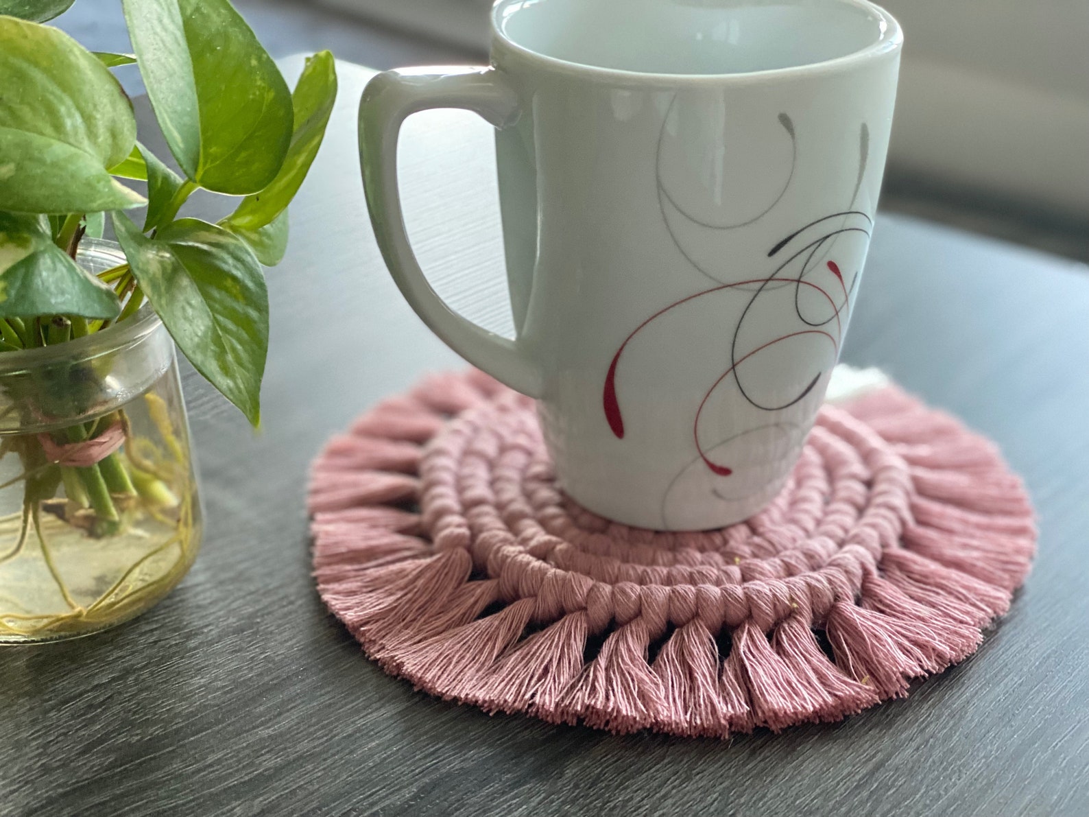Macrame Coasters Boho Table Decor Mug Rugs Coaster Set - Etsy