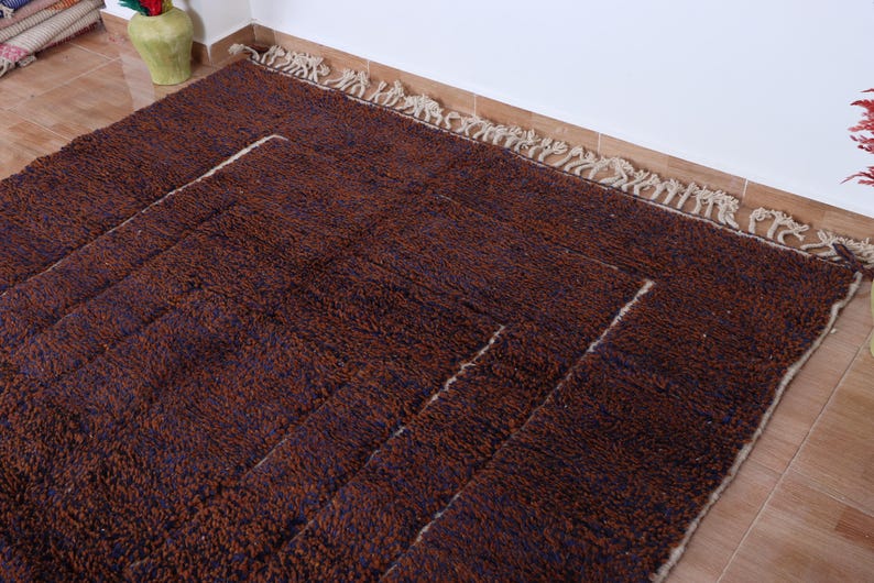 Handmade Brown Wool Berber Rug – Custom Tribal Moroccan Carpet - Etsy
