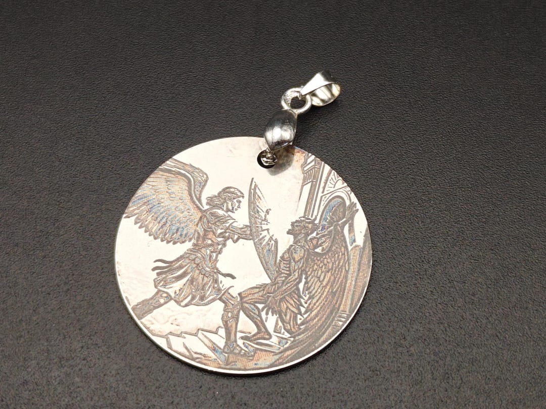 Personalized St. Michael Medal Necklace: Engraved Stainless Steel ...