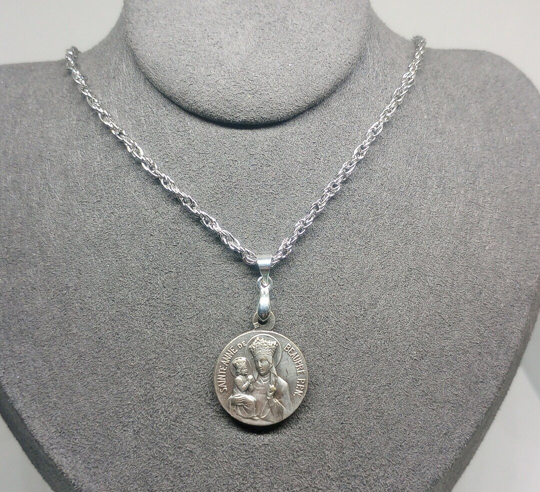 Saint Medal - St Anne Necklace, Ruby, Stainless Steel - Etsy