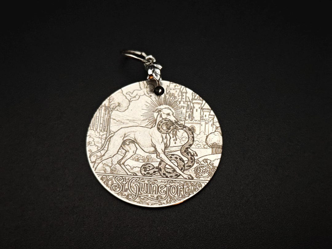 Personalized Saint-guinefort Medal Necklace: 30mm Engraved Stainless ...