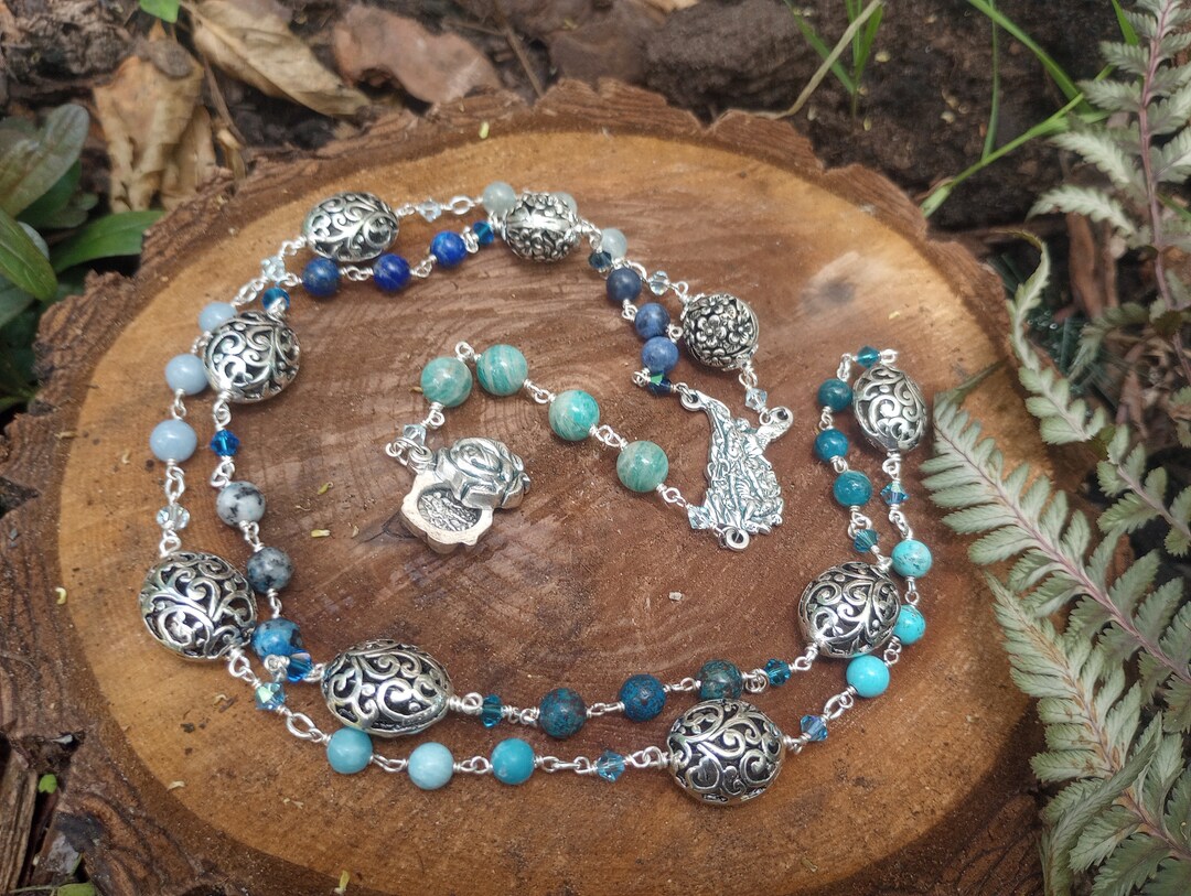 Chaplet of St Michael, Angelic Crown Chaplet, Blue & Aqua Gemstone ...
