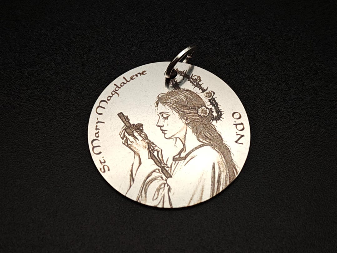 St Mary Magdalene Medal: Engraved Stainless Steel Pendant, Personalized ...