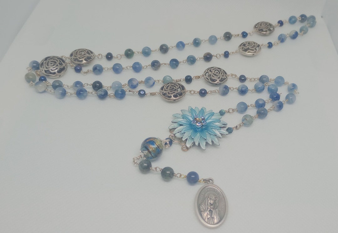 Chaplet of 7 Sorrows, Seven Sorrows Chaplet, Floral, Kyanite - Etsy