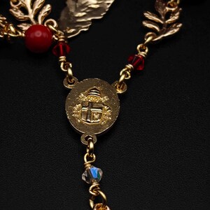 St Mary Magdalene Chaplet: Red Coral, Moonstone, Swarovski Crystal ...