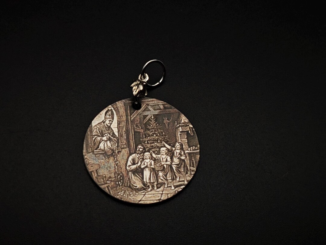Personalized St Nicholas Medal: 30mm Stainless Steel Pendant Necklace ...