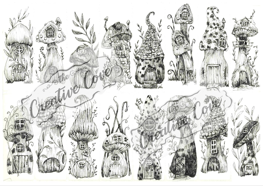 Fairy Mushroom House Sketches - Etsy