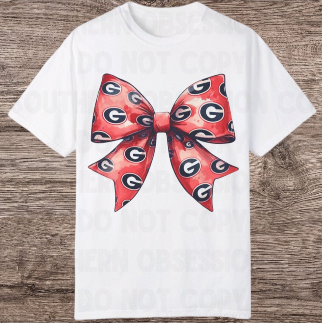 Big Red GA Bow Georgia Bulldogs Graphic Tee Comfort Color Game Day ...
