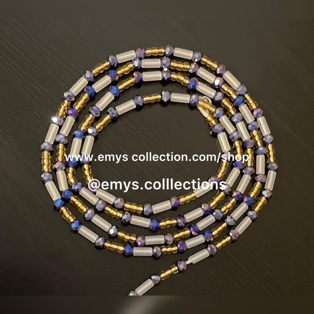 Purple N Gold African Waist Bead Glow in the Dark Tie on Waist Bead ...