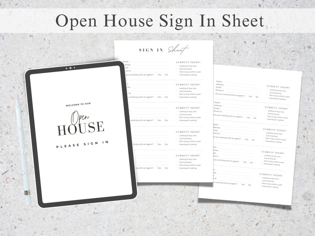 Open House Sign in Sheet Editable Canva Template & Pdfs | Real Estate ...