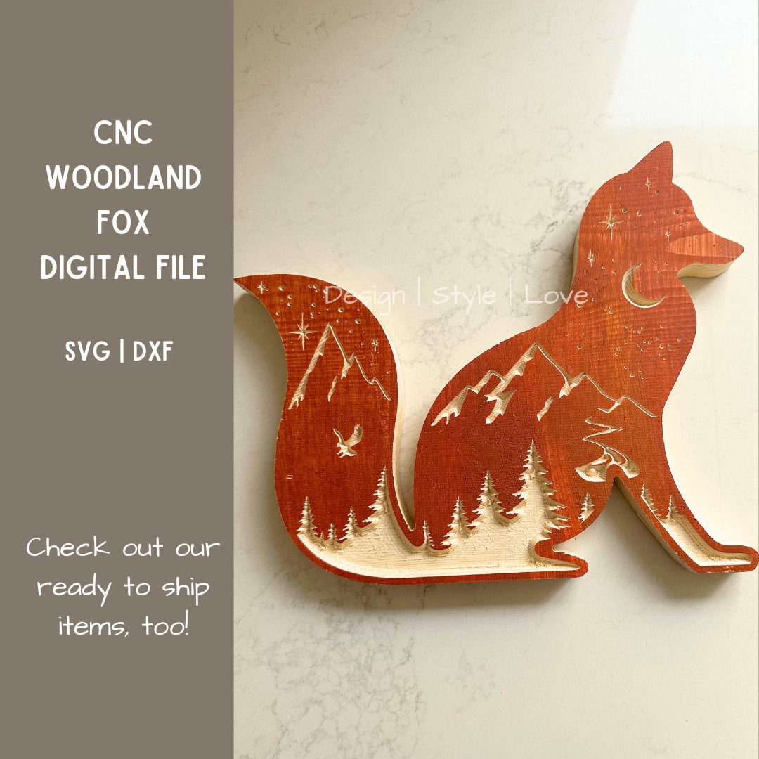 Woodland Fox - Night Sky + Mountains | SVG + DXF for Download - Etsy