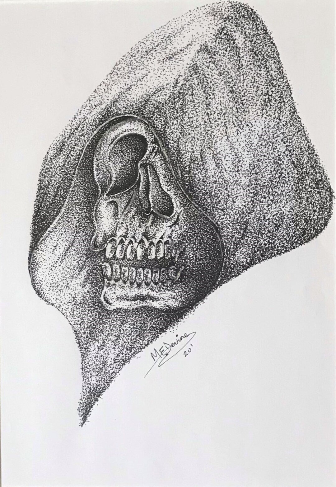Hooded Skull Print | Stippling Art, Grimm Reaper Inspired - Etsy