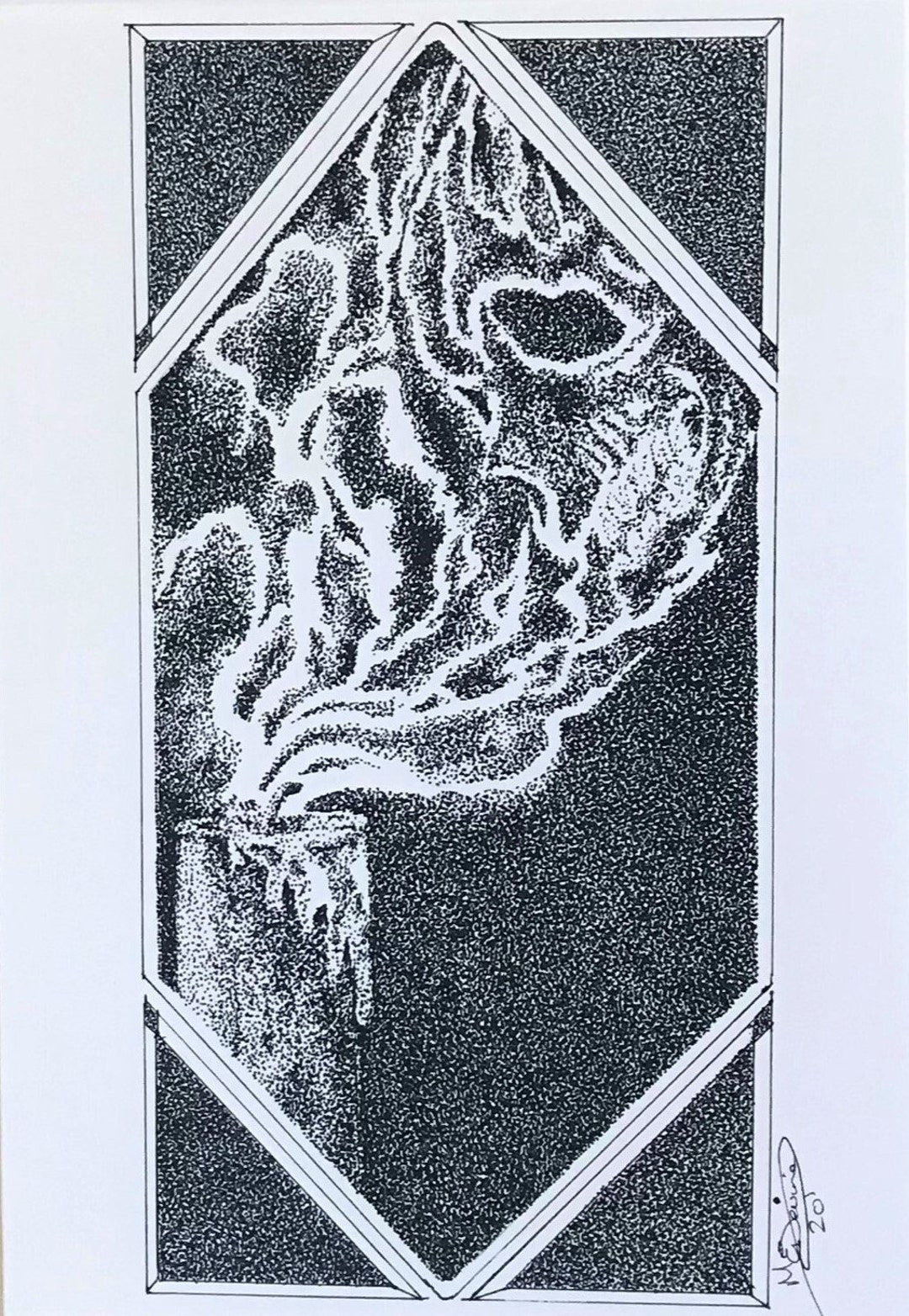 Skull Smoke Print, Gothic Nyctophobia Art, Stippling Drawing - Etsy