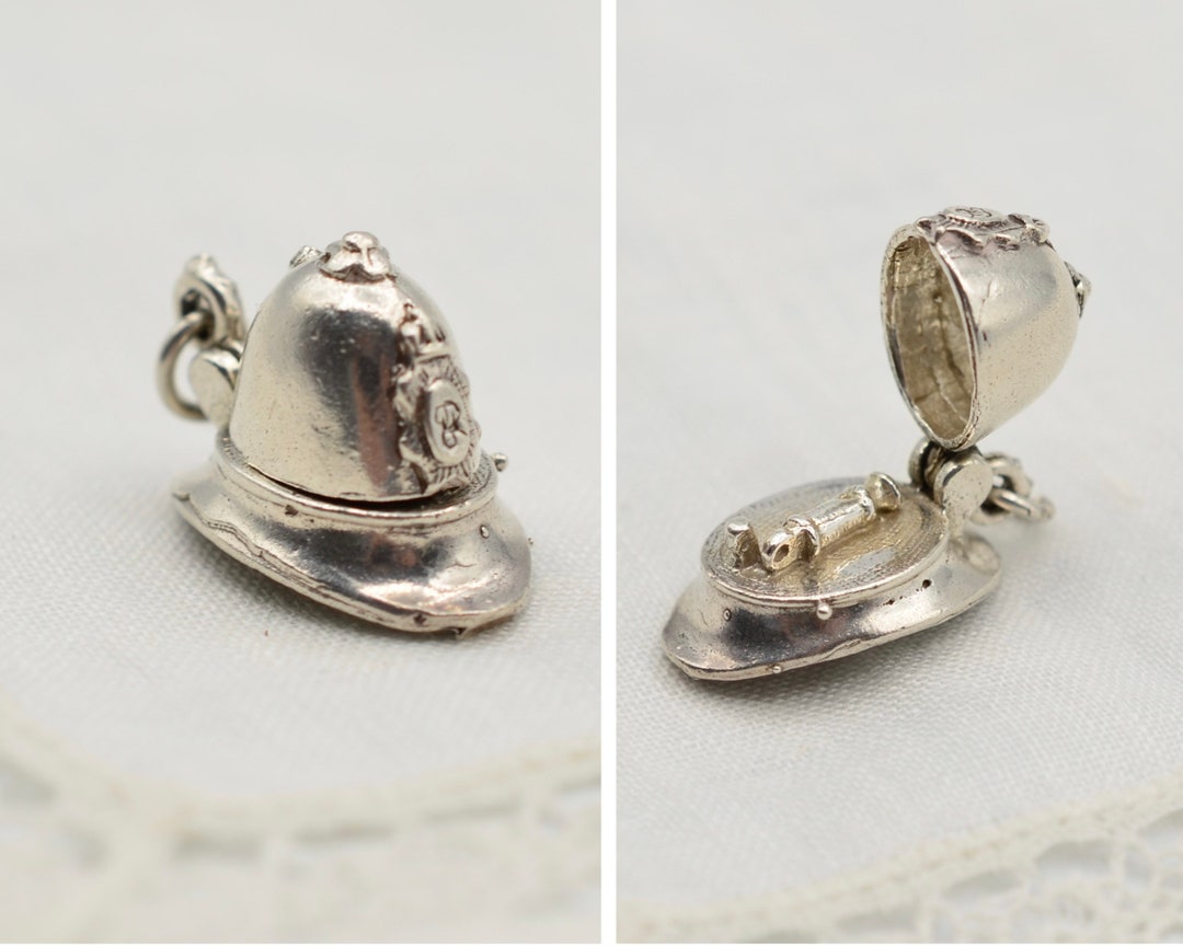 Vintage British Bobby Police Hat Mechanical Silver Charm or - Etsy