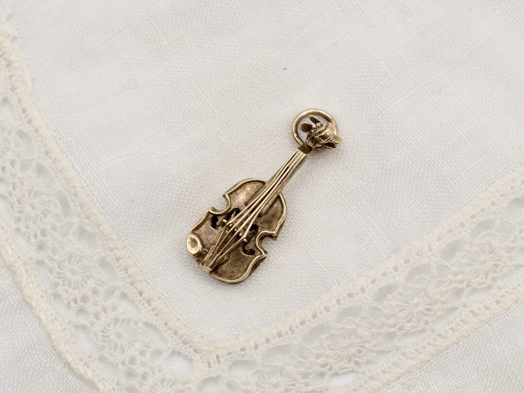 Vintage 9ct Solid Gold Violin Fiddle Charm for Bracelet or Necklace ...