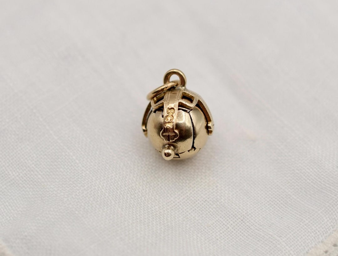 Vintage 9ct Gold Freemason Opening Sphere Ball Charm With Folding Cross ...