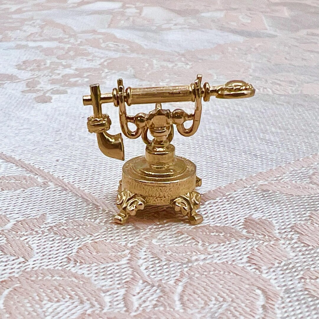 Vintage 9ct Solid Gold Old Fashioned Telephone Charm for Bracelet or ...