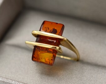 Vintage Amber Ring - Etsy