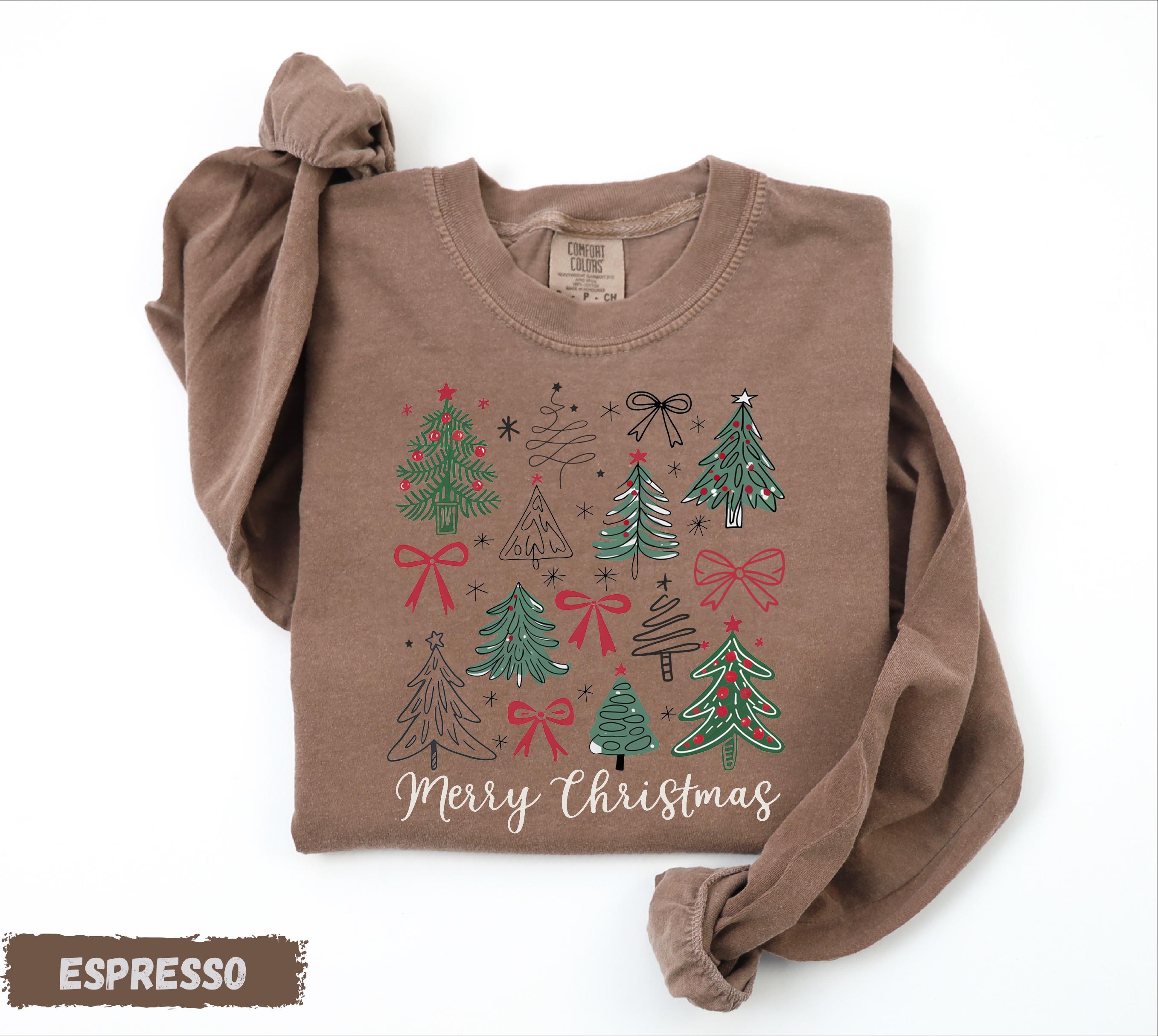 Comfort Colors® Merry Christmas Long Sleeve Shirt, Xmas Shirt, Holiday ...