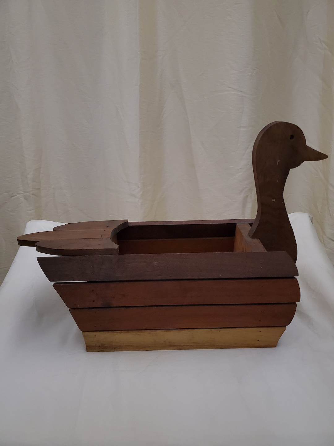 Vintage Wood Duck Planter - Etsy
