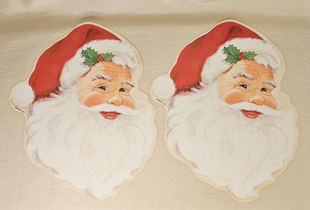 Vintage Christmas Santa Face Die Cuts by Eureka- Set of 2 - Etsy