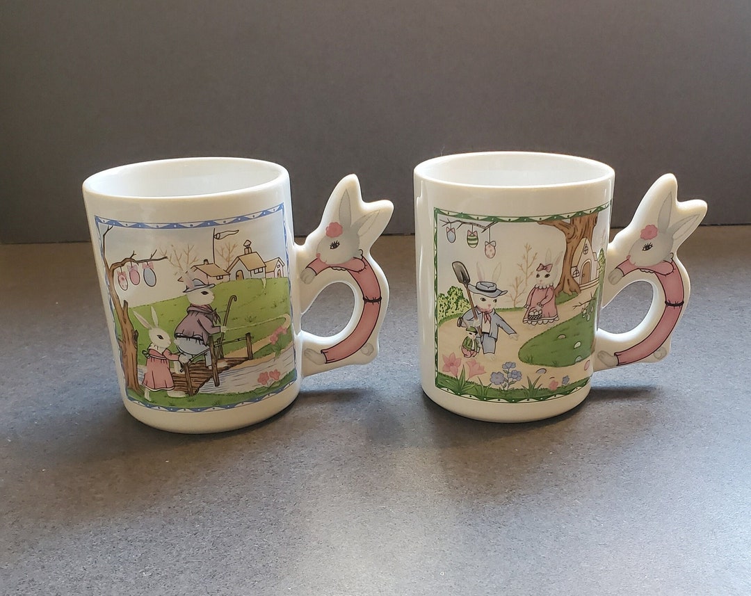 Vintage Ceramic Bunny Mugs - Etsy
