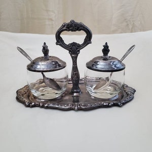 Vintage Sheridan Silverplate Jam and Jelly Jar Set W/ Spoons - Etsy