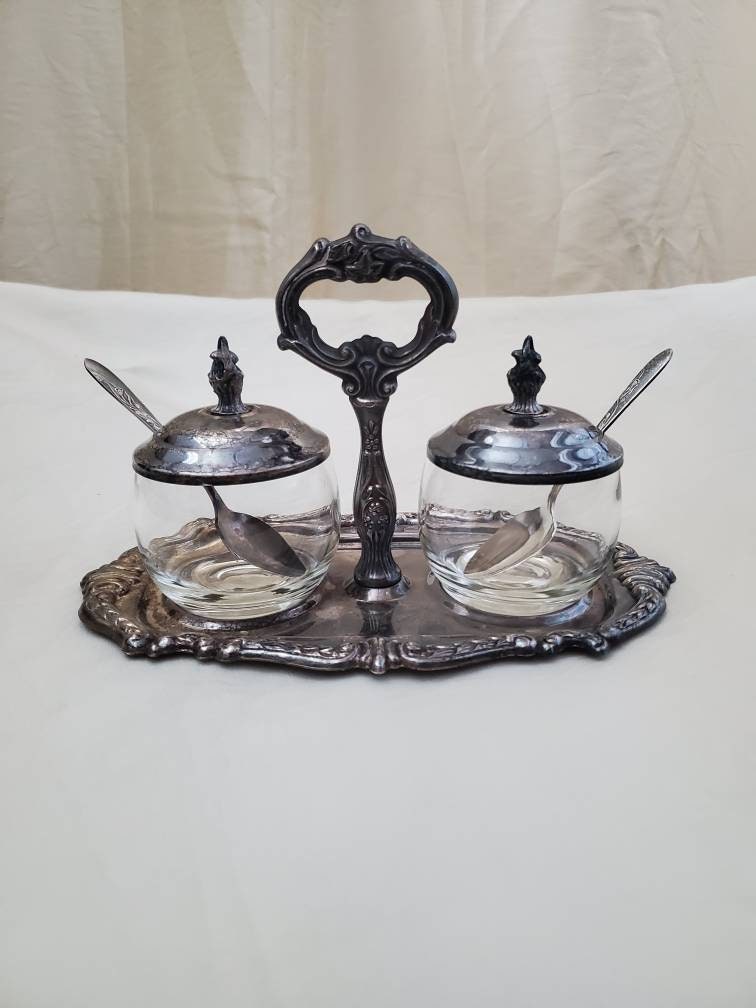 Vintage Sheridan Silverplate Jam and Jelly Jar Set W/ Spoons - Etsy
