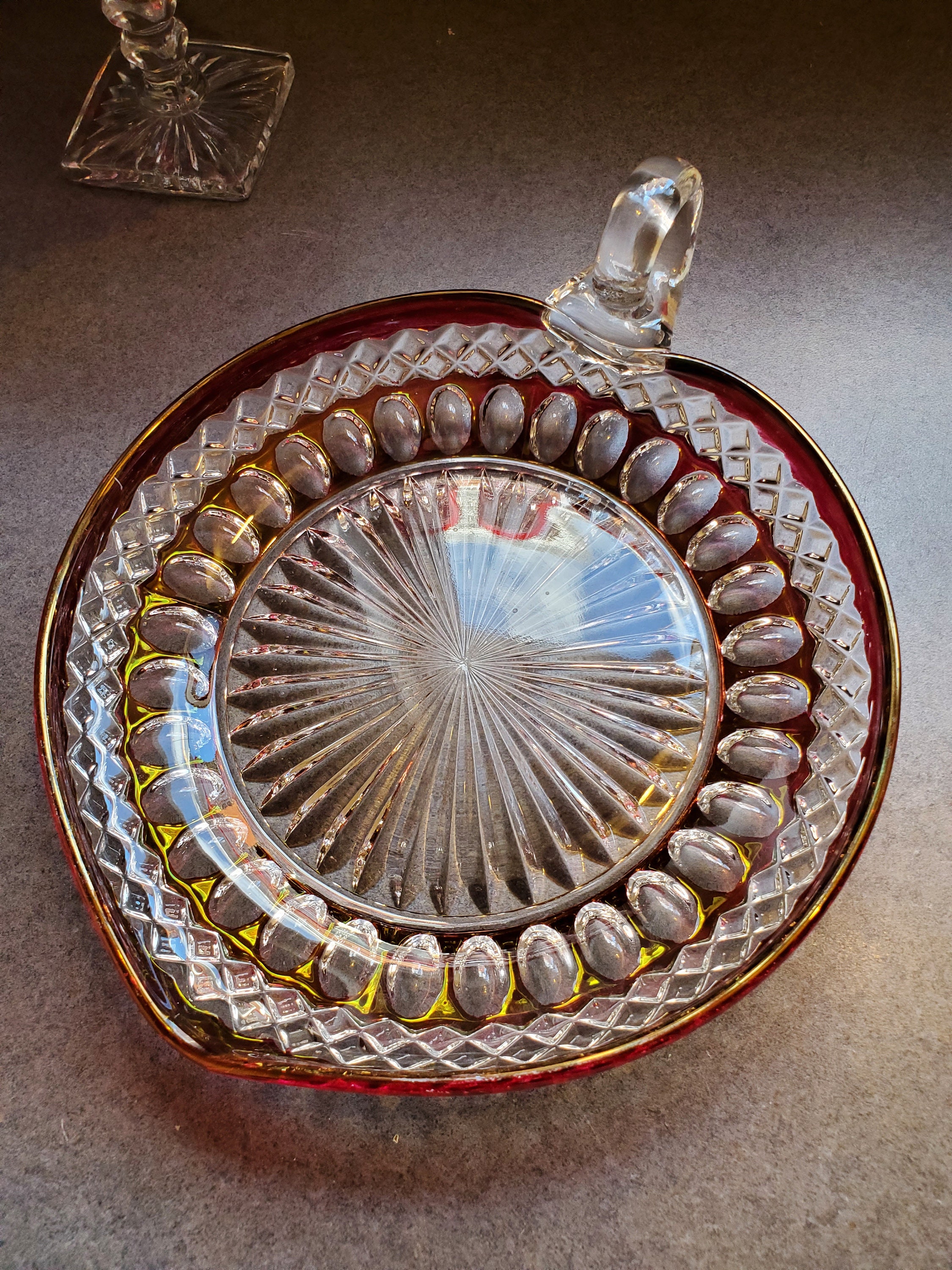 Ruby Flash Tidbit Plate and Ruffled Compote - Etsy