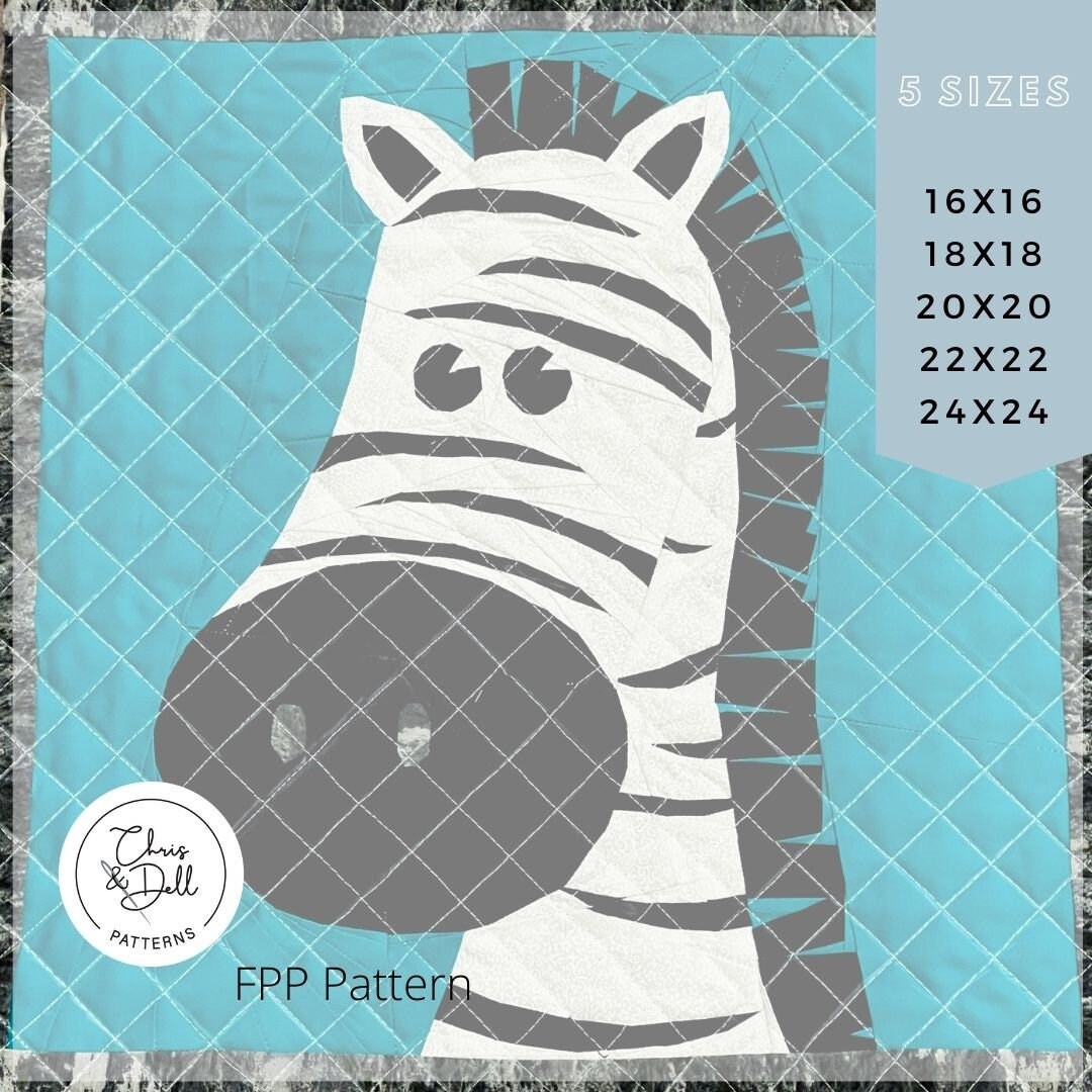 Zebra FPP Mini Quilt | FPP Pattern | Paper Piecing | FPP | Nursery Fpp ...