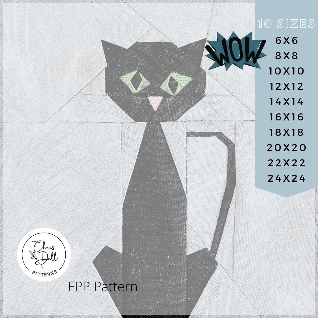 Black Cat Mini Quilt FPP Pattern: Halloween Decor (PDF Pattern) - Etsy