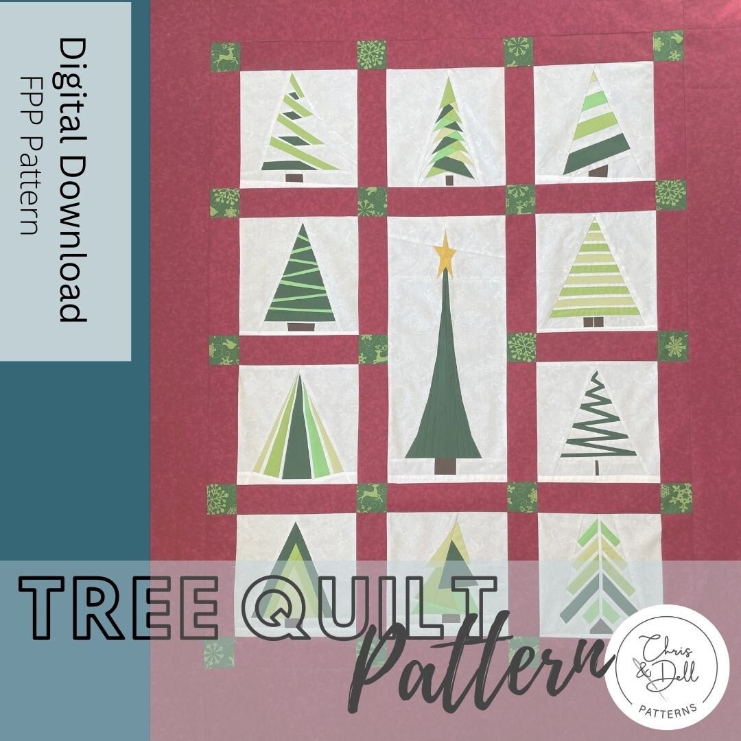Tree Quilt Pattern ,12 Tree Bundle 8x8 and 10x10 FPP Bundle and ...