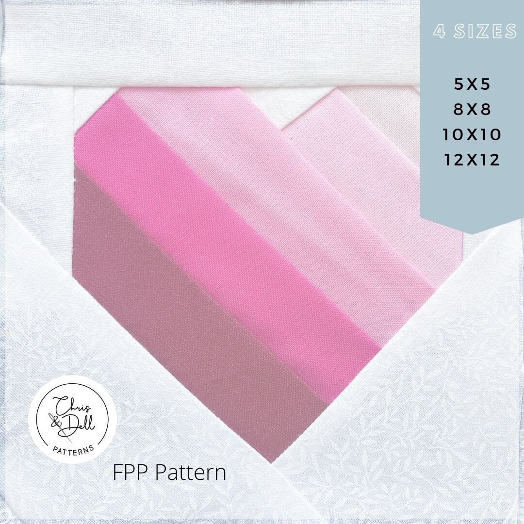 Scrappy Striped Heart Fpp Pattern | FPP Pattern | Paper Piecing | FPP ...