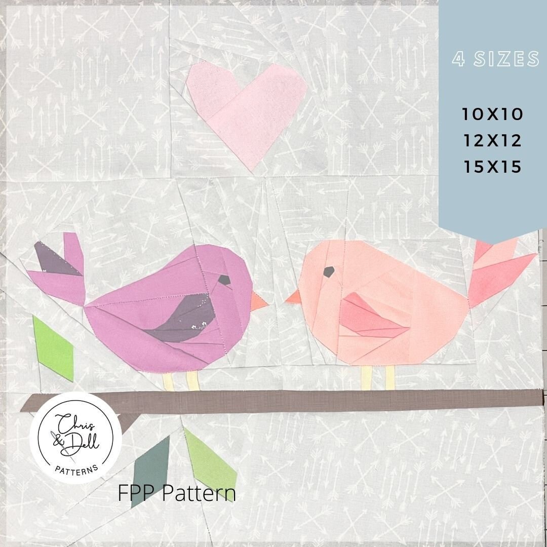 Love Birds FPP Pattern | FPP Pattern | Paper Piecing | FPP | Fpp ...