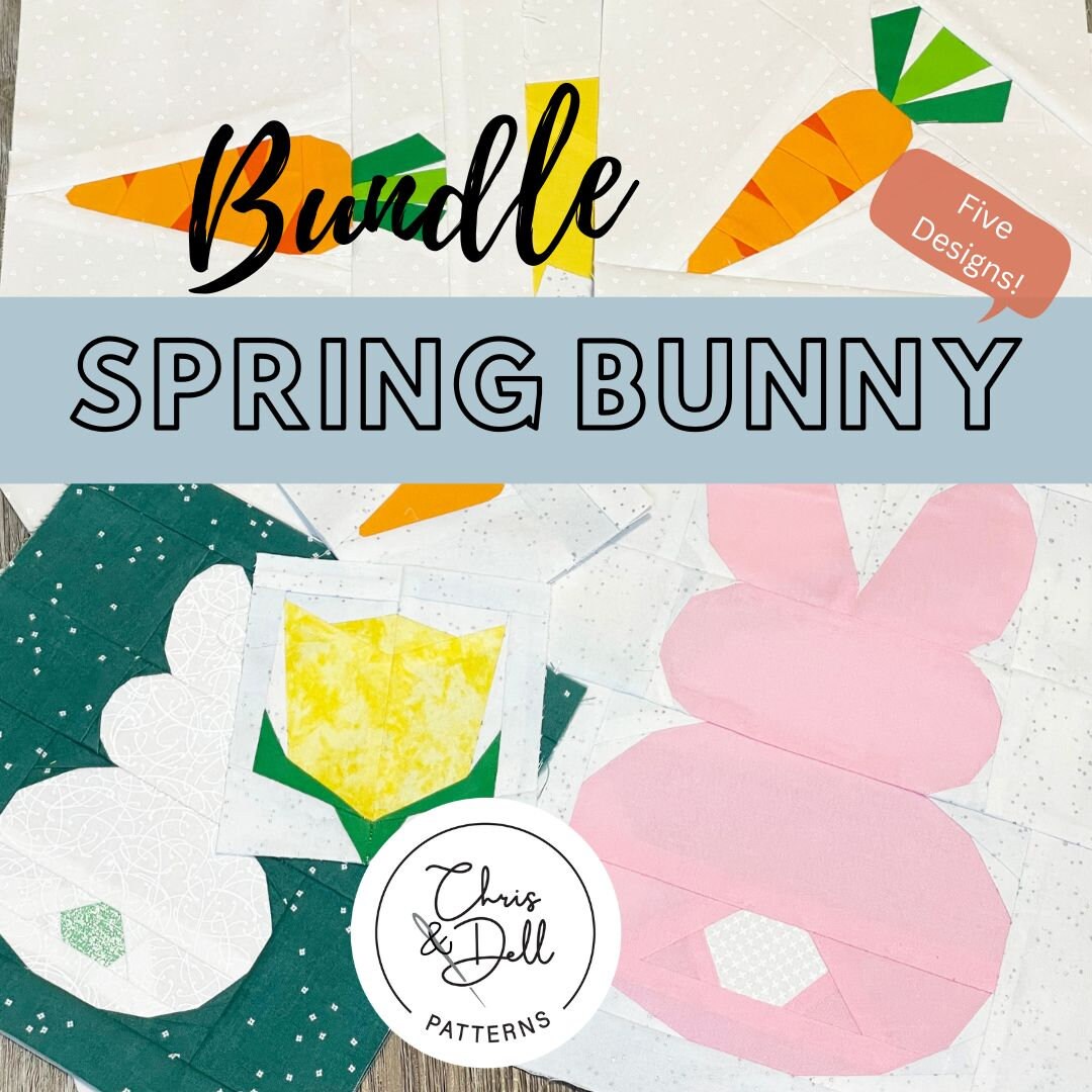 Spring Bunny FPP Pattern Bundle: Carrot & Tulip Quilt Blocks (PDF ...