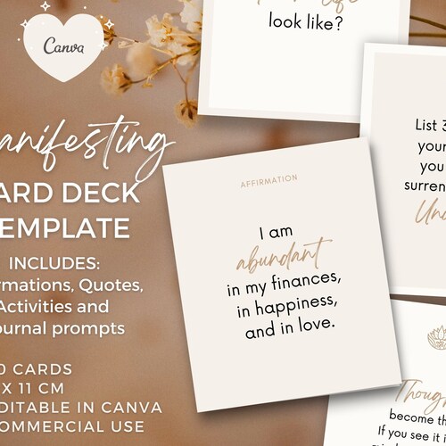 Gratitude Card Deck Canva Template Gratefulness Affirmation - Etsy ...